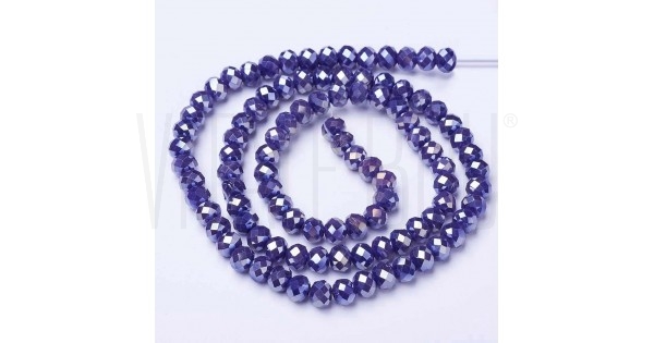Fiada Cristal Facetado 4mm - Azul Escuro Efeito Espelhado